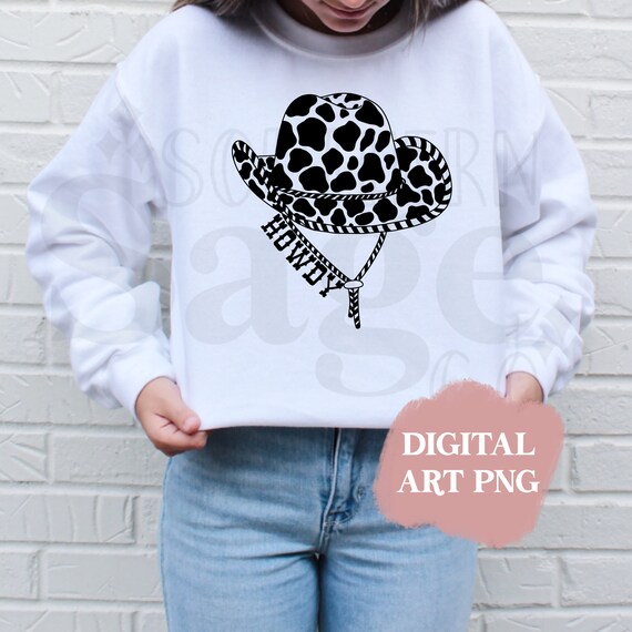 Howdy Cow Print Cowboy Hat PNG SVG Digital Art Design/ Digital | Etsy