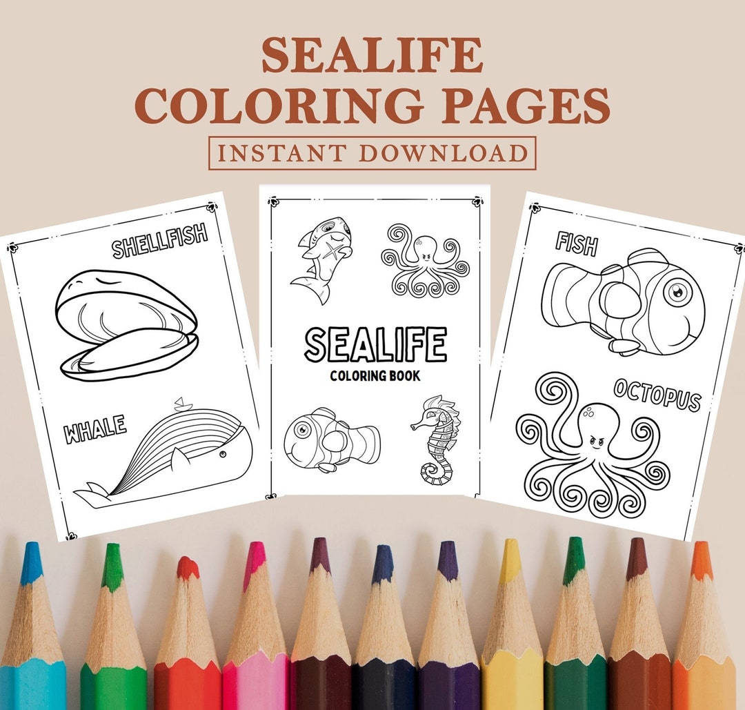 Sea Life Printable Coloring Pages, Toddlers, Preschoolers, Coloring ...