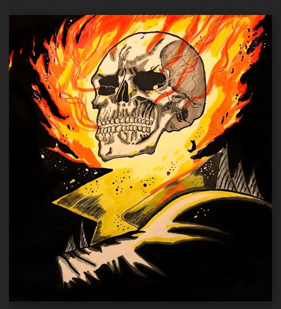 Ghost Rider Skull Drawings