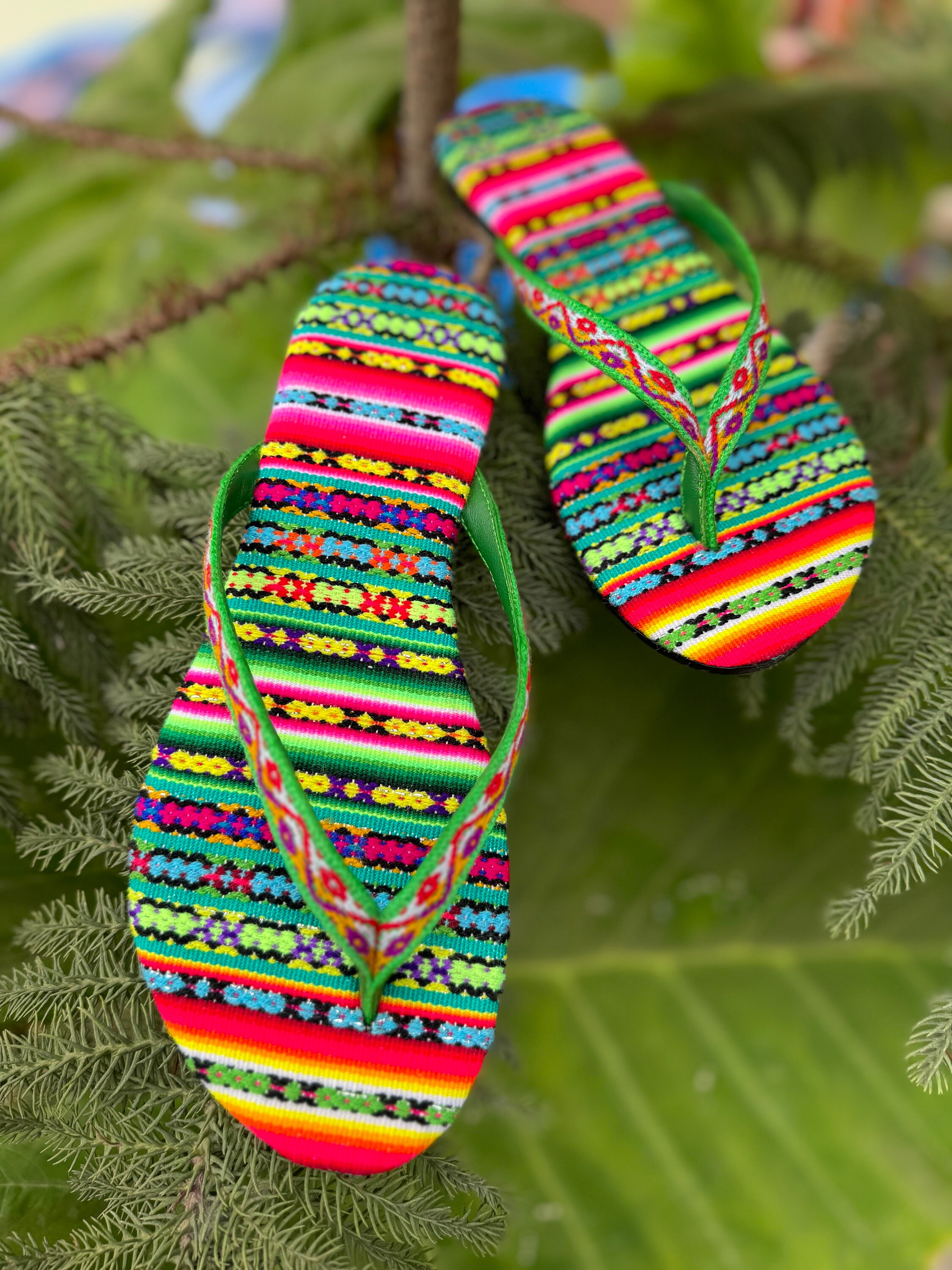 Flip-flop Handcrafted Sandals, Native Fabric, and Genuine Leather ...