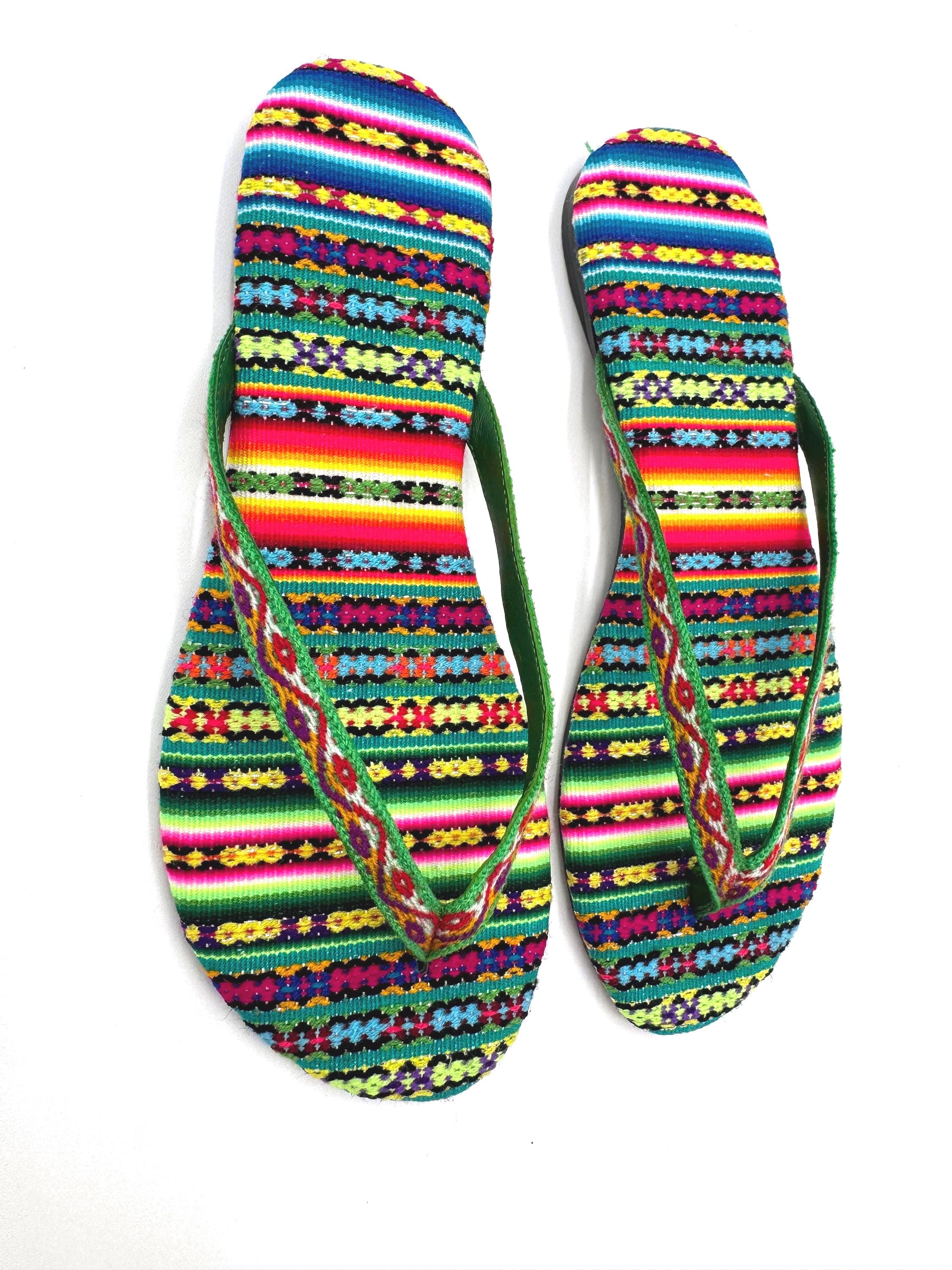 Flip-flop Handcrafted Sandals, Native Fabric, and Genuine Leather ...