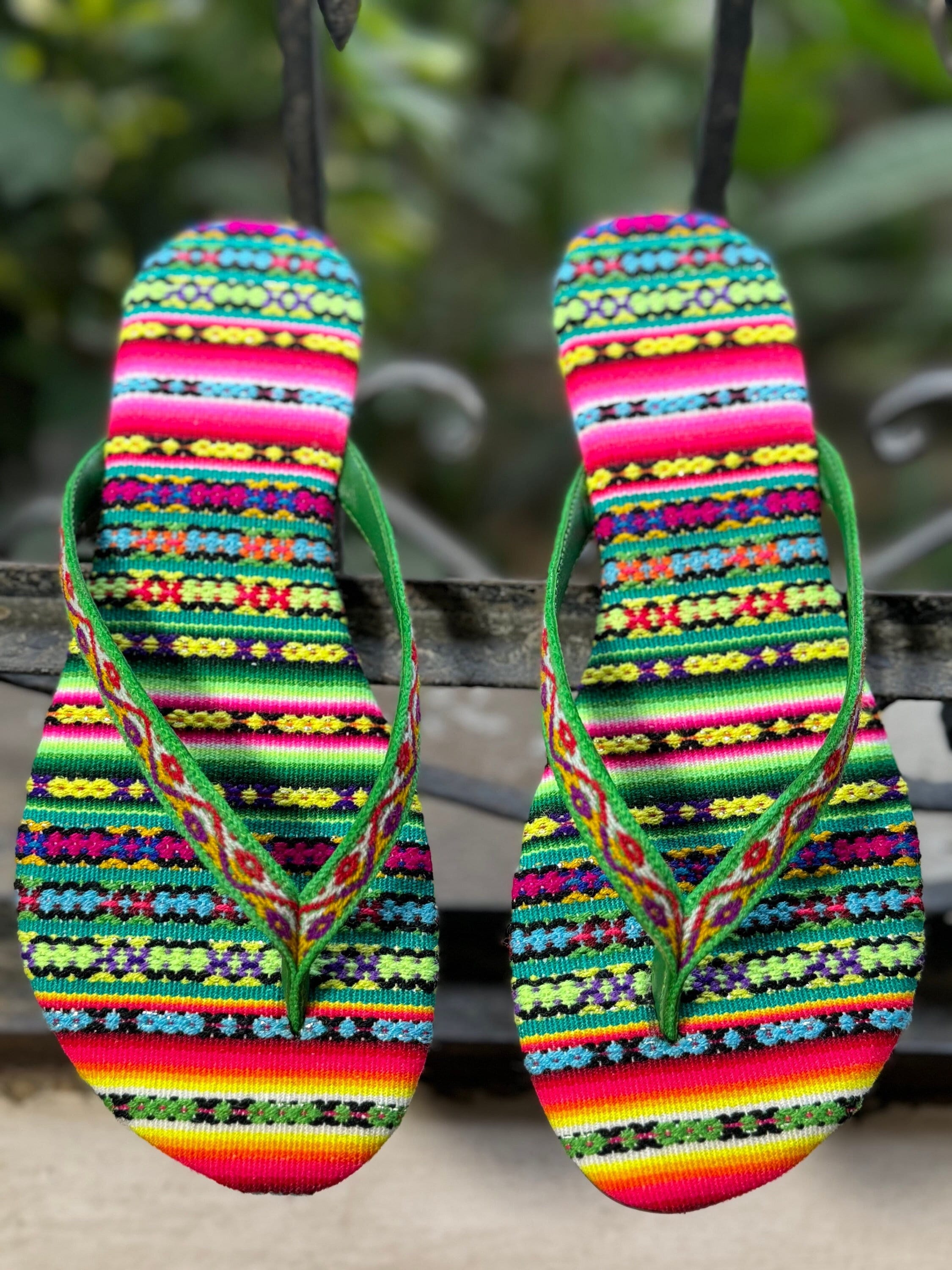 Flip-flop Handcrafted Sandals, Native Fabric, and Genuine Leather ...