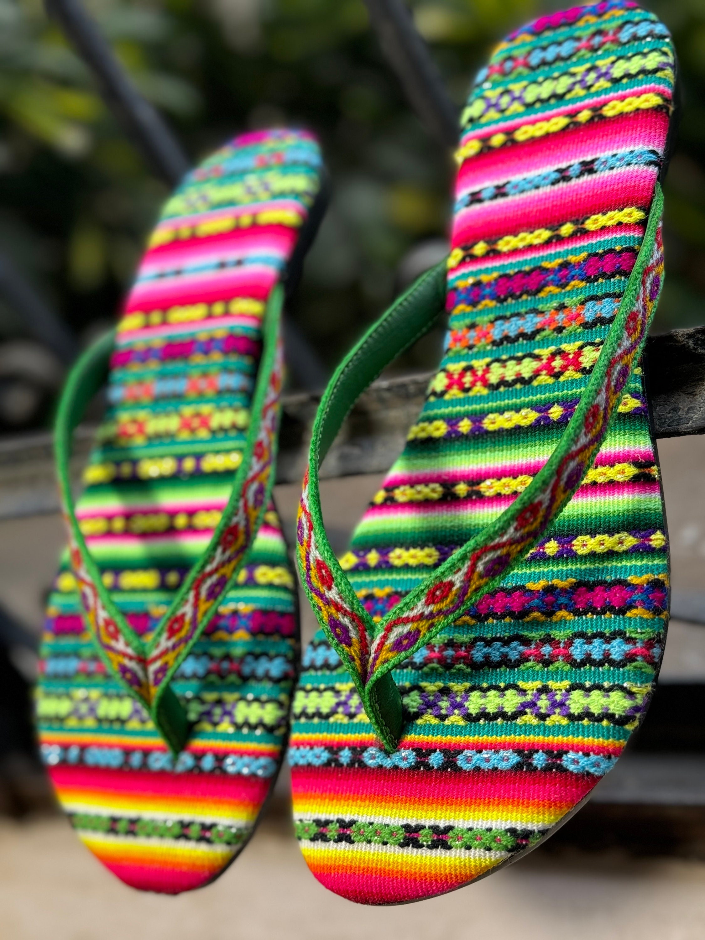 Flip-flop Handcrafted Sandals, Native Fabric, and Genuine Leather ...
