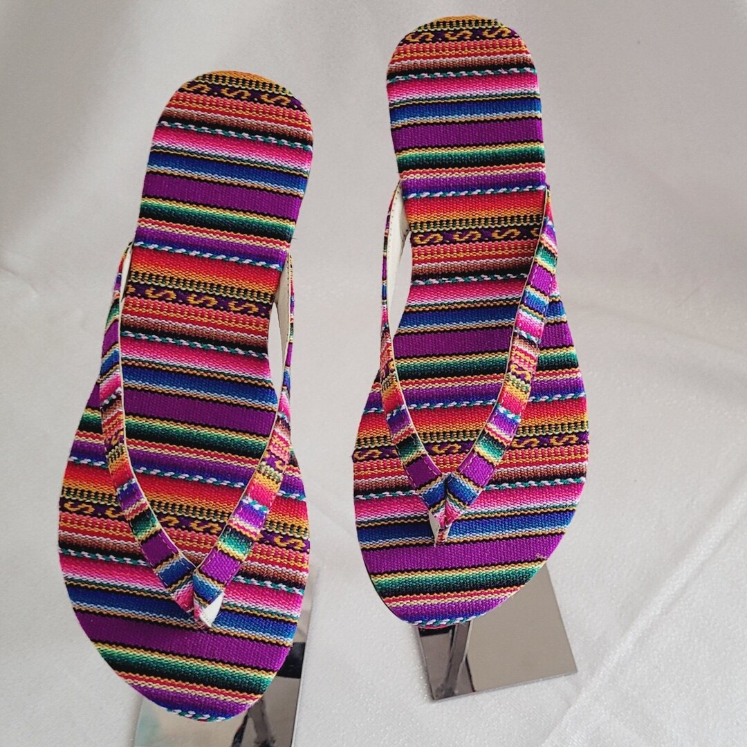 Purple Women Sandals, Colorful, Multicolor, Peru Fabric, INCA Manta ...