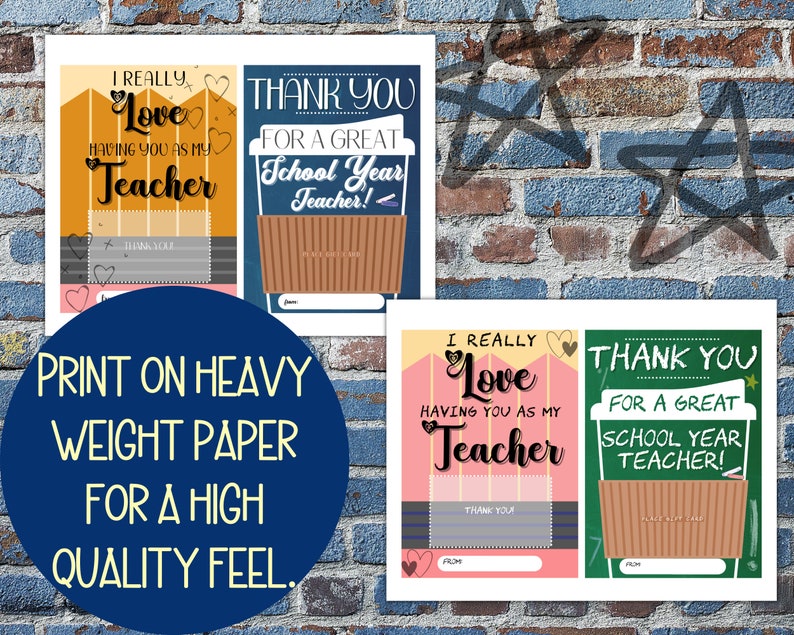 Printable Thank You Coffee Cup Gift Card Holders for Teachers - Etsy