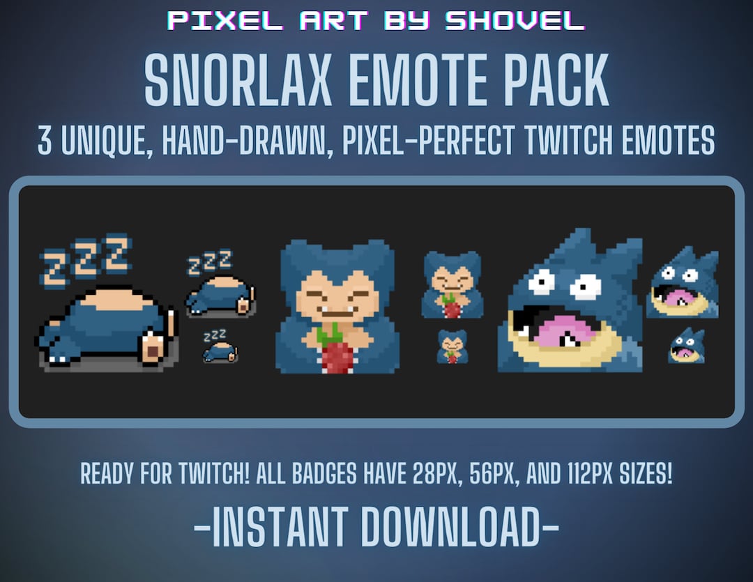 Snorlax Twitch Emotes! Pixel Art Pokemon: Snorlax Sleep ZZZ, Snorlax ...