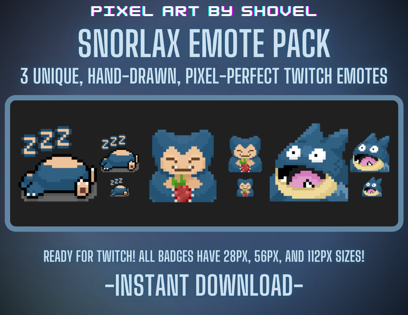 Snorlax Twitch Emotes Pixel Art Pokemon: Snorlax Sleep ZZZ, Snorlax ...
