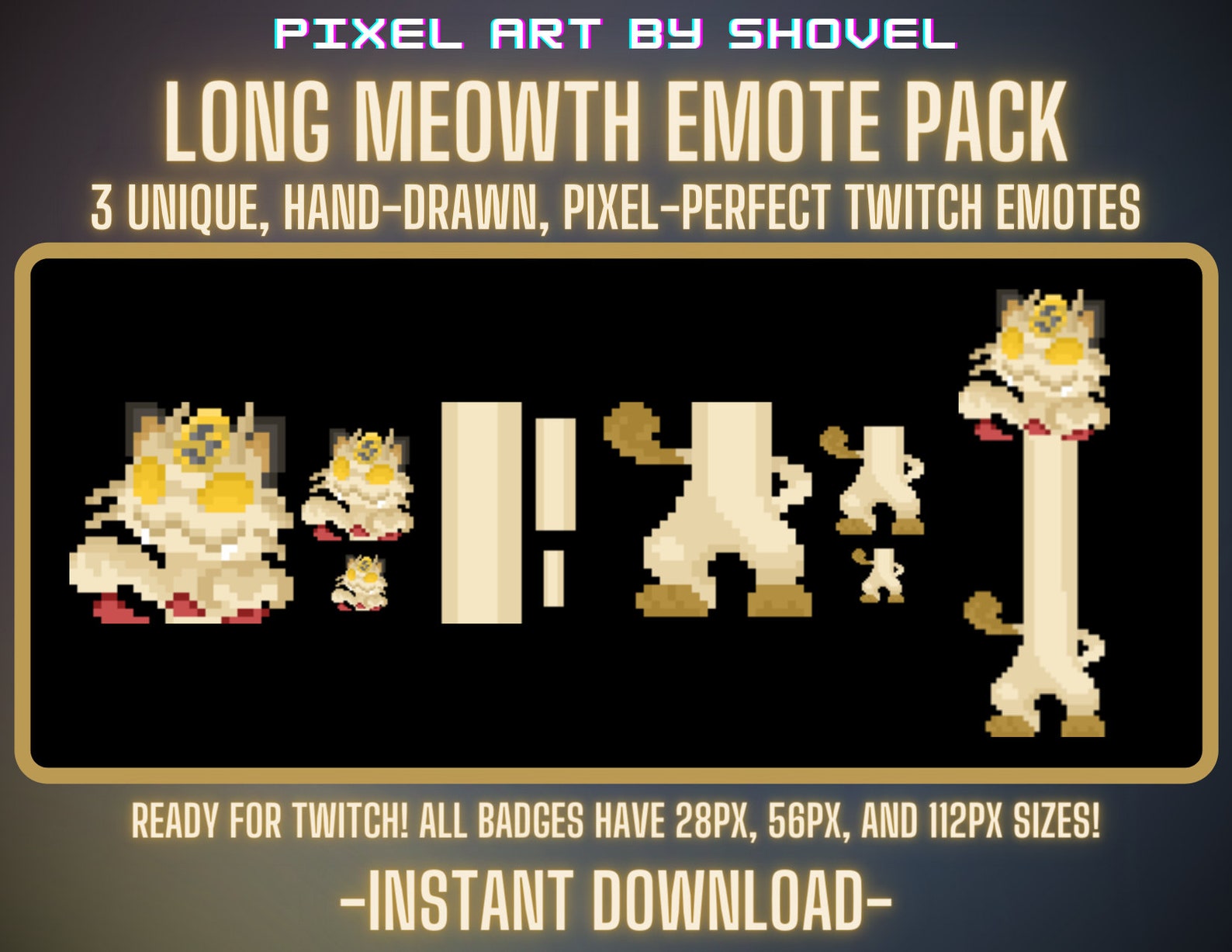 Long Meowth Twitch Emotes Pixel Art Pokemon: Gigantamax - Etsy