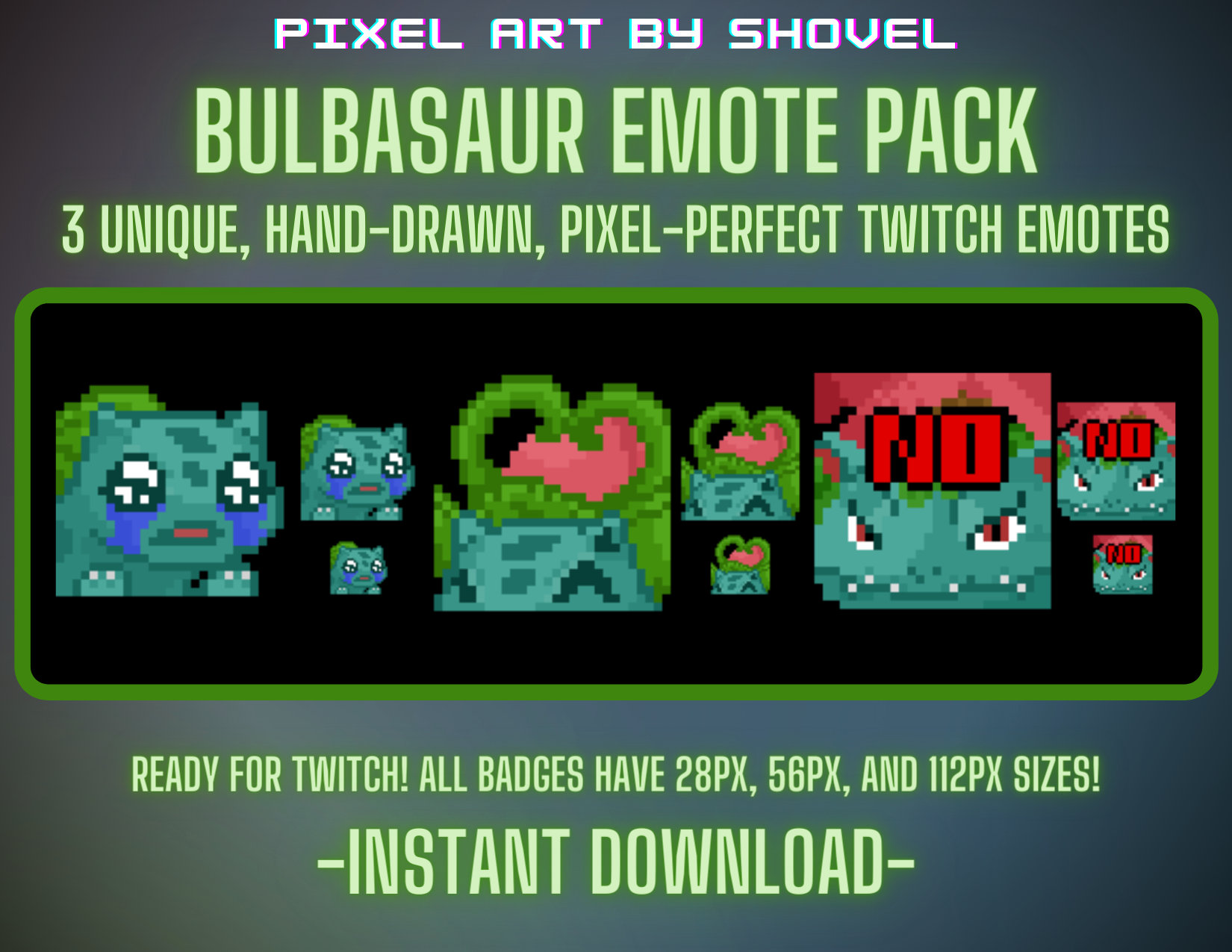 Bulbasaur Twitch Emotes! Pixel Art Pokemon: Bulbasaur Cry, Ivysaur ...