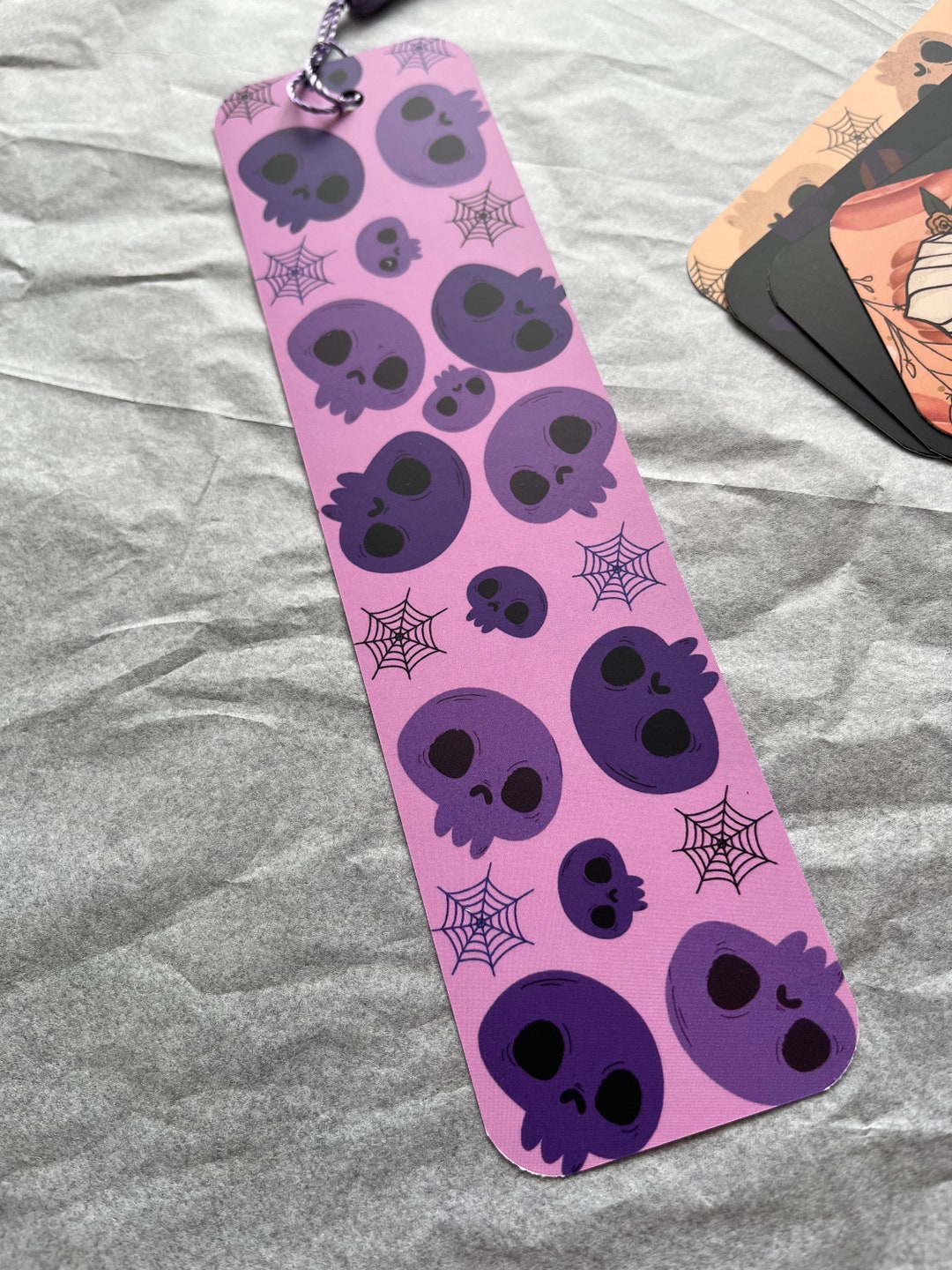 Purple Skull Bookmark// Autumn Bookmarks, Cute Bookmark, Booklover ...