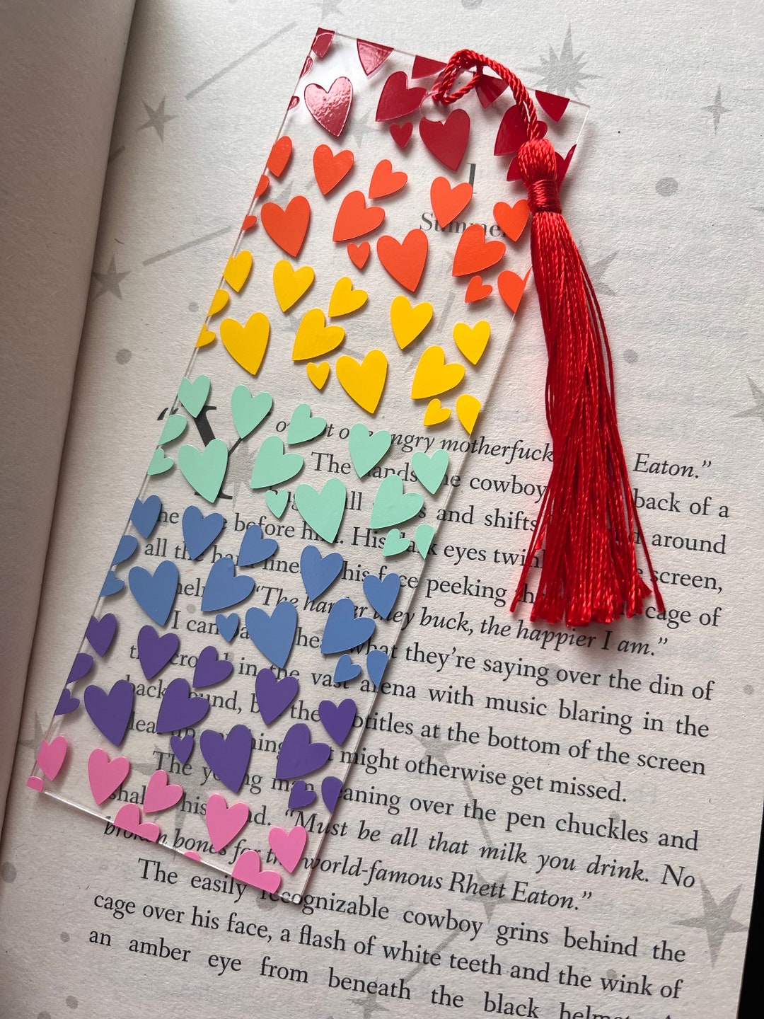 Rainbow Hearts Bookmark// Cute Bookmarks, Book Lover Gift, Bookworm ...