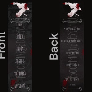 Six of Crows Bookmark Grishaverse Fantasy Inspired Handmade - Etsy UK