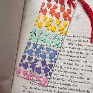Rainbow Hearts Bookmark// Cute Bookmarks, Book Lover Gift, Bookworm ...