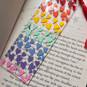 Rainbow Hearts Bookmark// Cute Bookmarks, Book Lover Gift, Bookworm ...