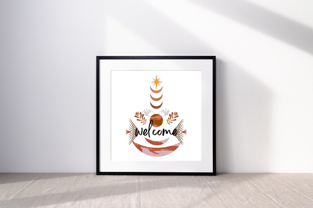 BOHO Welcome Print | Abstract Pastel Wall Art | Red Pink Minimal Decor ...