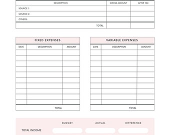 Monthly Budget Planner Printable Financial Journal Monthly Budget Sheet ...
