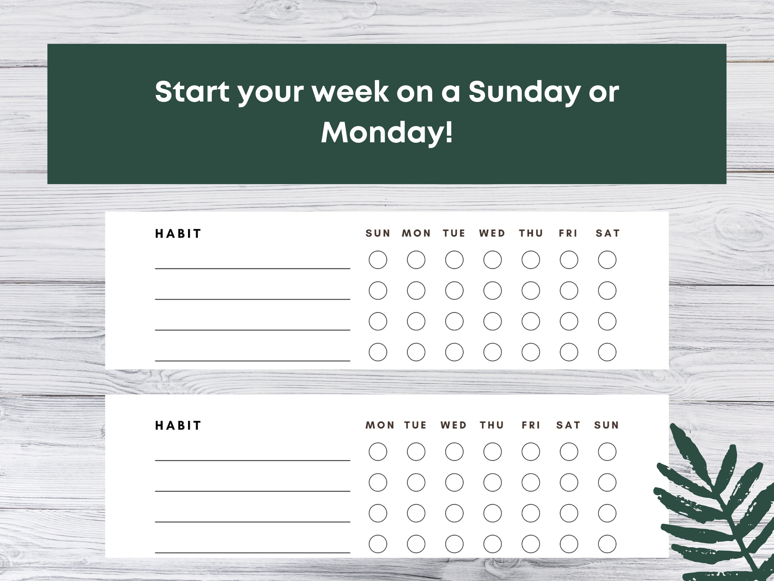 Weekly Habit Tracker Instant Download Printable PDF Habit Tracker Green ...