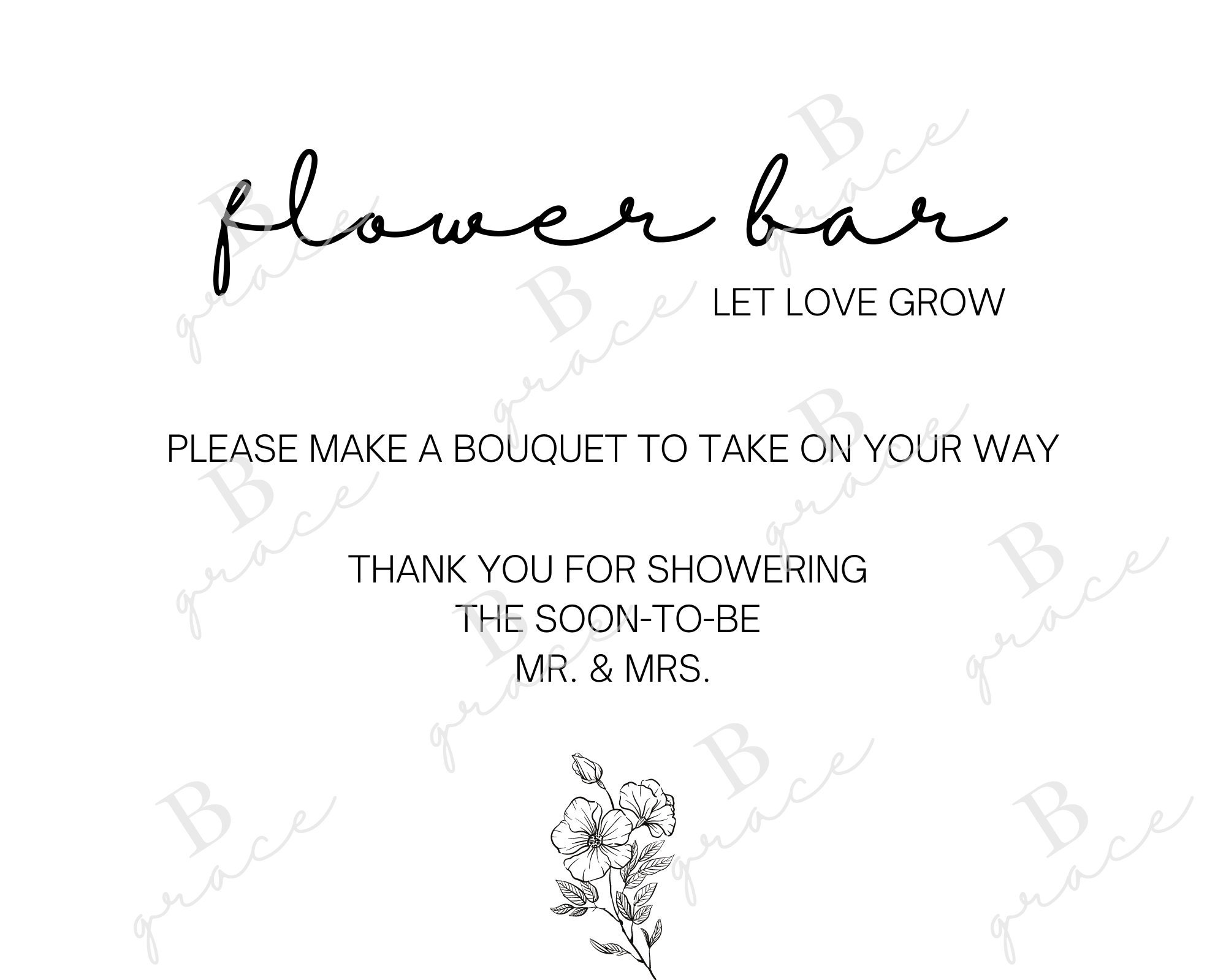 Flower Bar Sign - Wedding - Bridal Shower - DIGITAL DOWNLOAD ...
