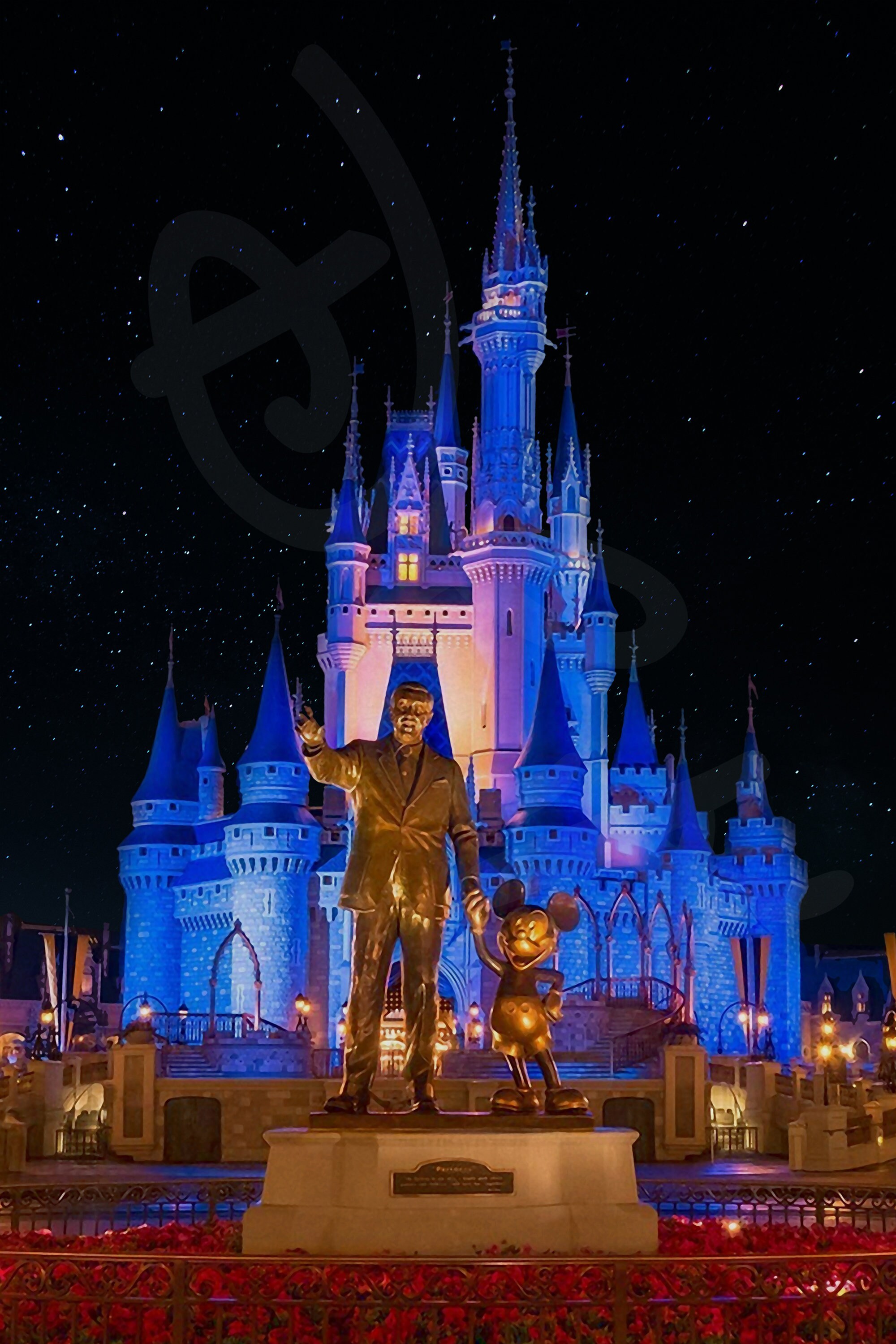 Disney World's Partners Statue of Walt & Mickey at Night - Etsy