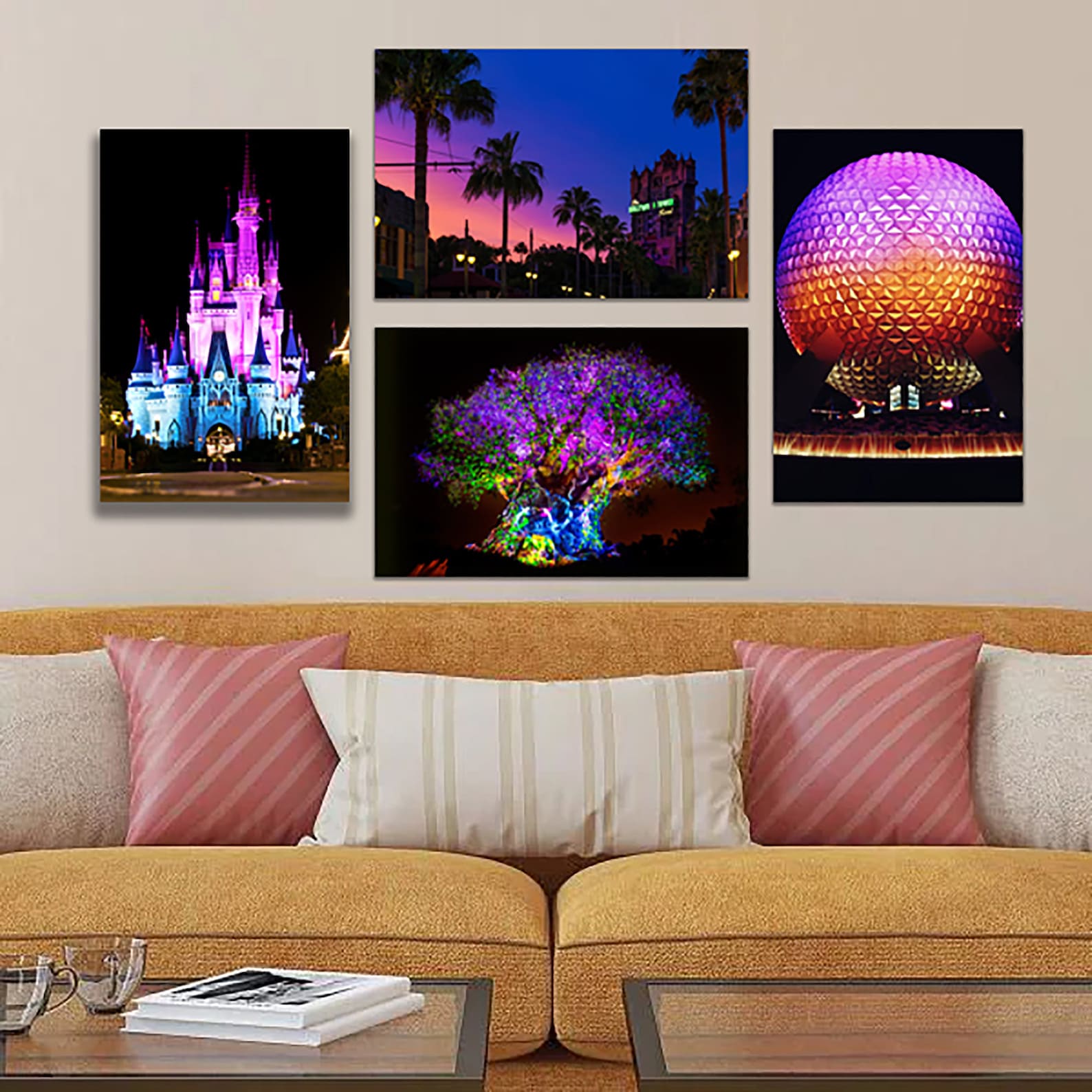 Walt Disney World Wall Art 4 Piece Set Wrapped Canvas Set 16"x24" 1.5 ...