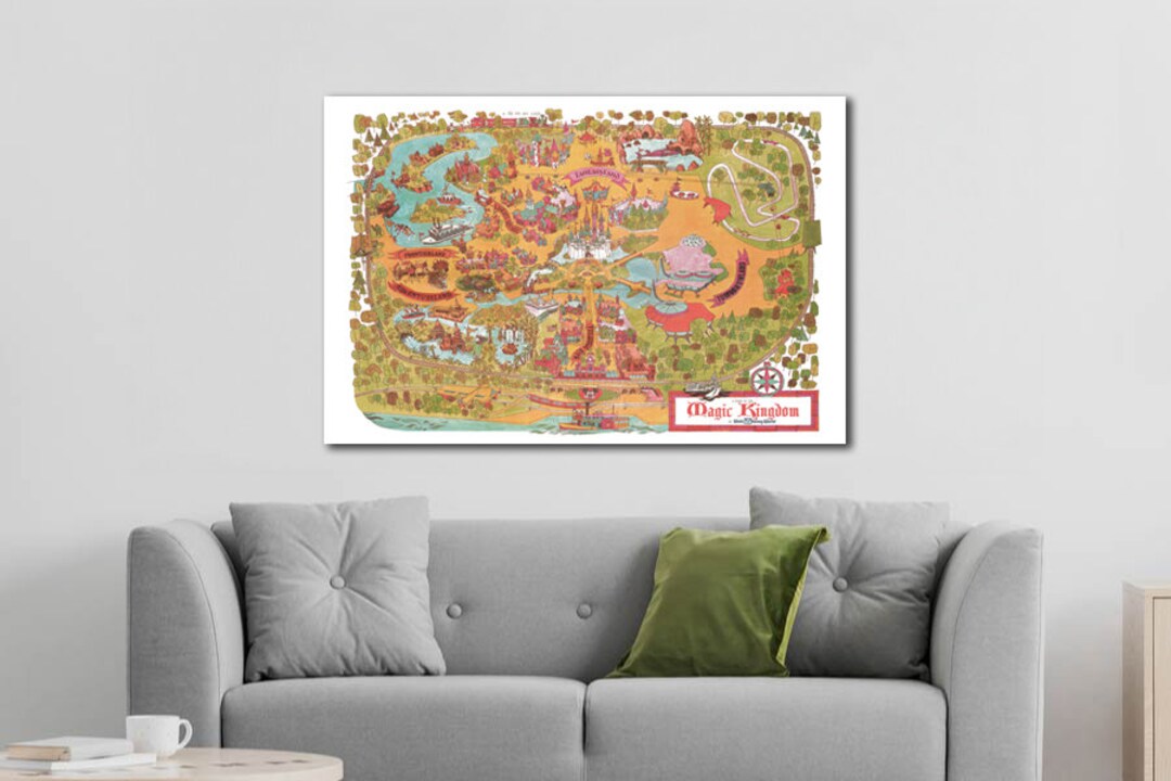 Walt Disney World Magic Kingdom Opening Day Map on A 1.5" Wrapped ...
