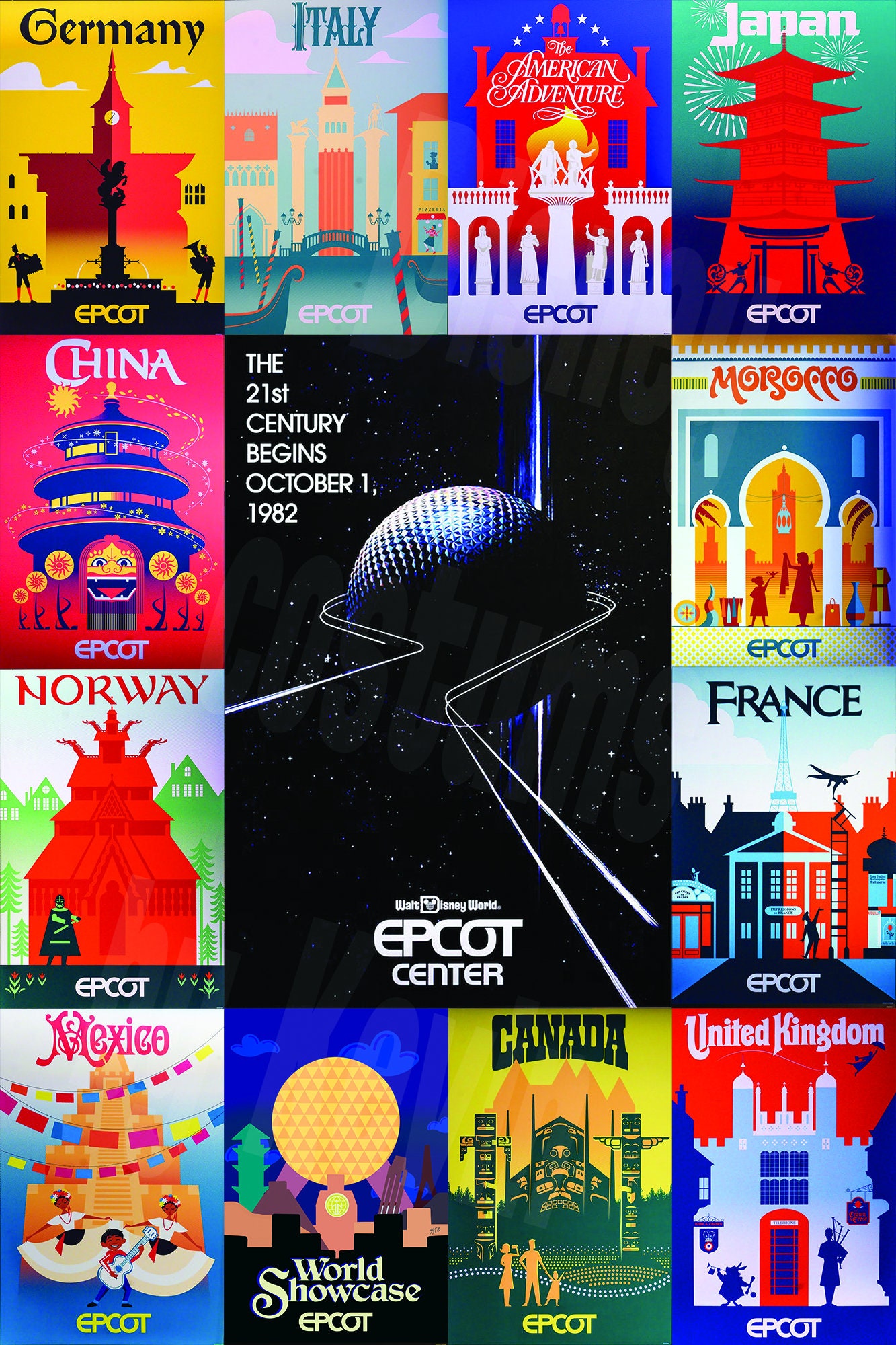 Disney World's Epcot World Showcase Collage Available in - Etsy