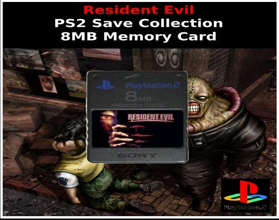 Resident Evil Collezione salvataggi PS2 Scheda di memoria da 128 MB sbloccata Completa al 100