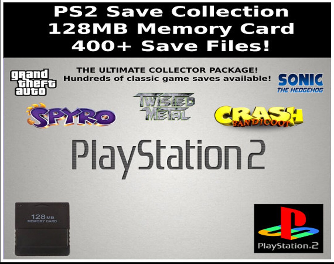 PS2 Unlocked Save Collection 400 Saves 128MB Memory Card 100% Complete ...