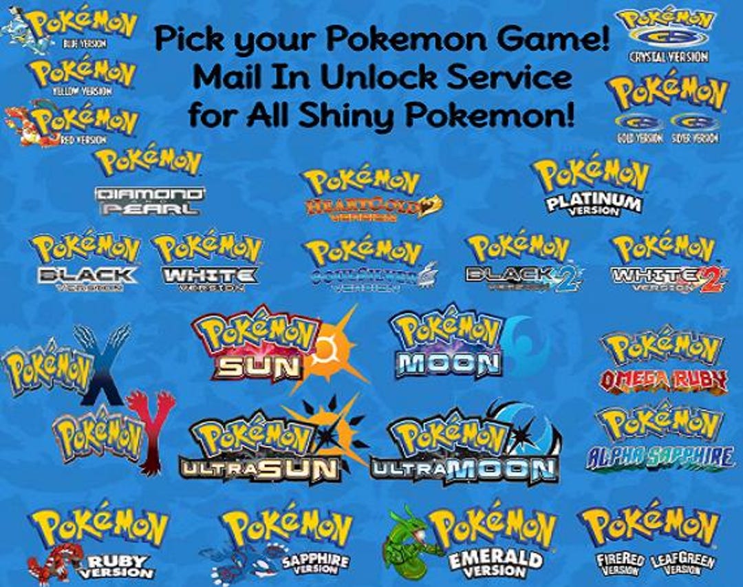 Pokemon Mail-in Unlock Service All Shiny Pokemon Max Items 3DS DS GBA ...