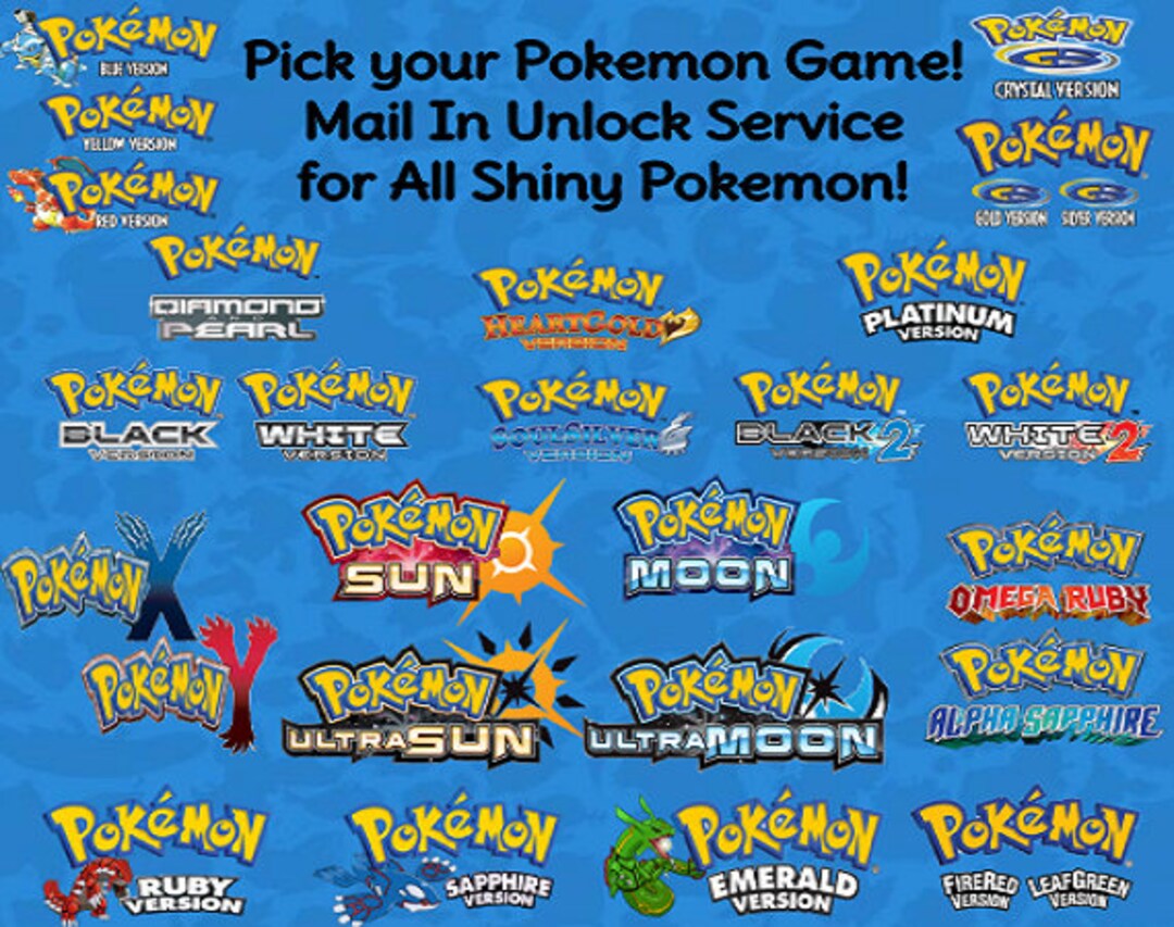 Pokemon Mail-in Unlock Service All Shiny Pokemon Max Items 3DS DS GBA ...