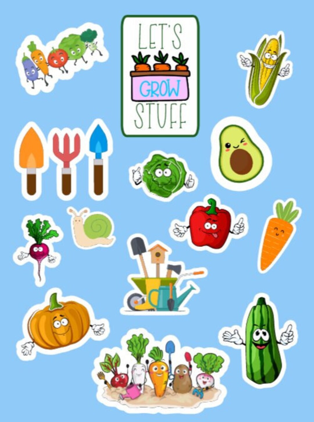 Veggie Stickers Let's Grow Stuff Stickers Animated Vegetable Stickers ...