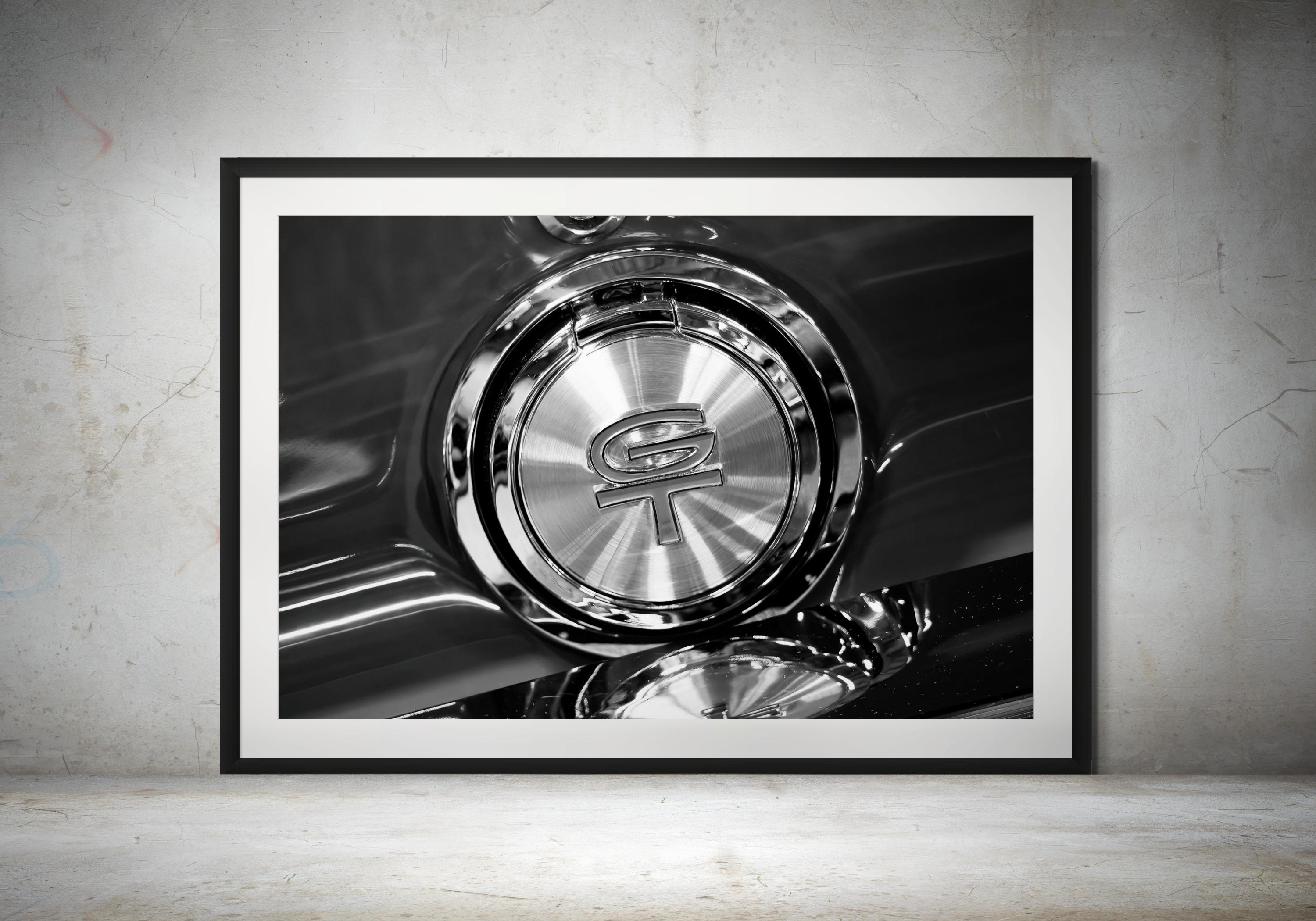 Iconic 1965 Ford Mustang GT Fuel Cap Print in Black and White – Classic ...