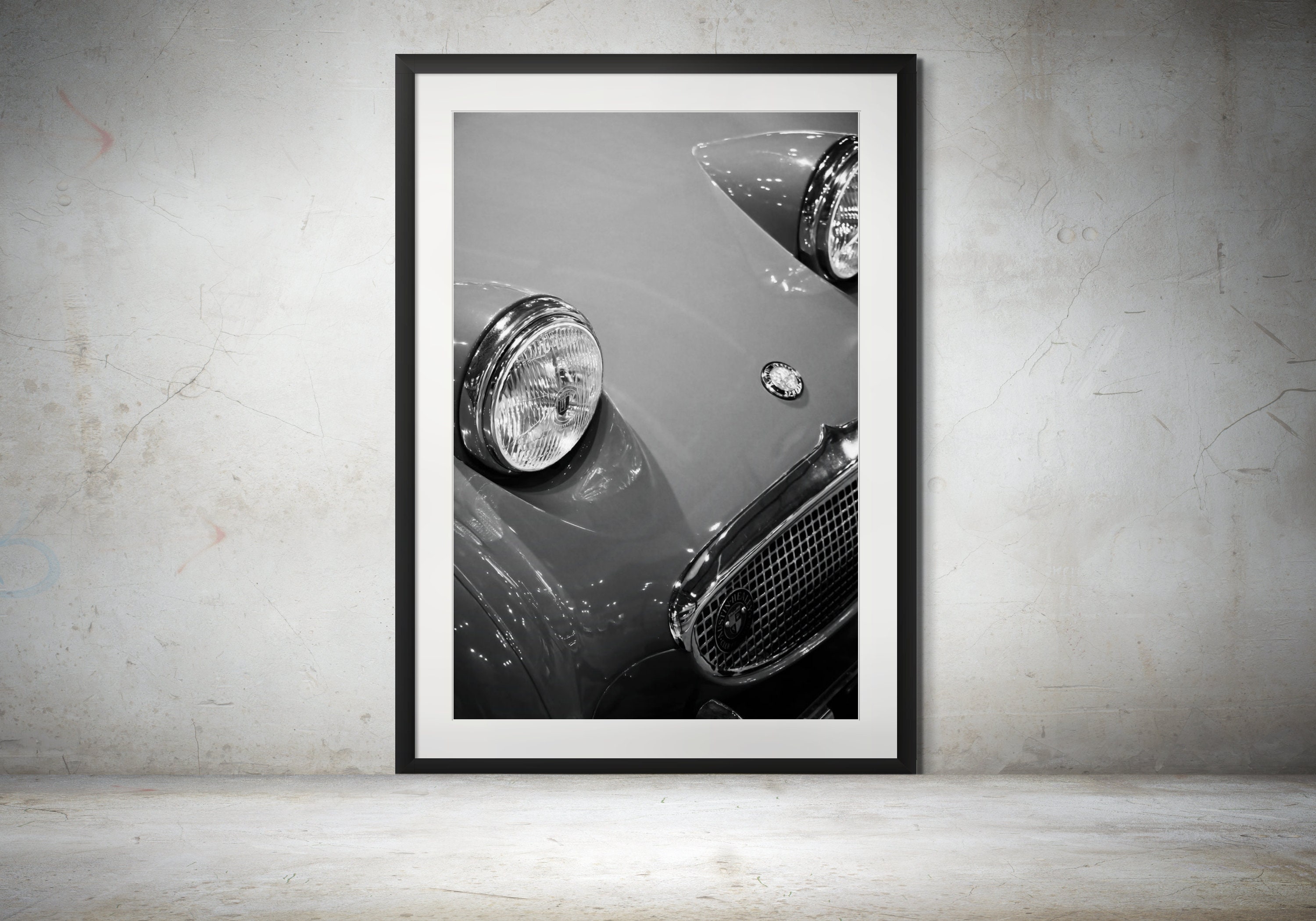 1960 Austin Healey Bugeye Sprite - Black and White Print, Classic ...