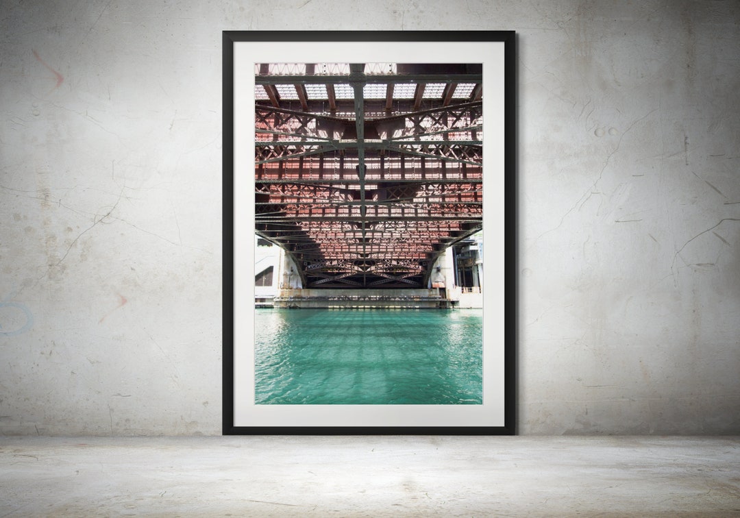 Dearborn Street Bridge Over Chicago River, Color Photography Print ...
