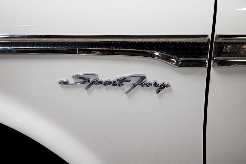 1963 Plymouth Sport Fury Logo on Front End Print – Classic American ...