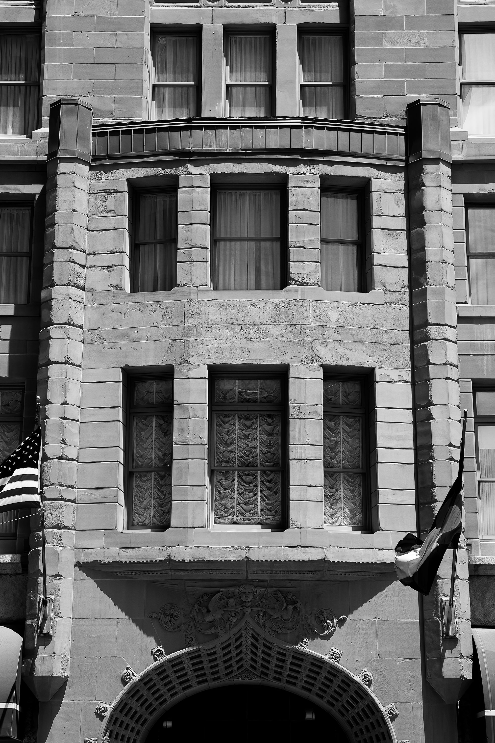 Historic Brown Palace Hotel Facade in Downtown Denver - Black and White Architectural ...