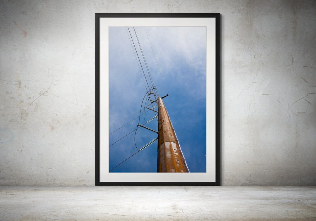 Rustic Steel Utility Pole Rising up in the Sky: Color Photography Print ...