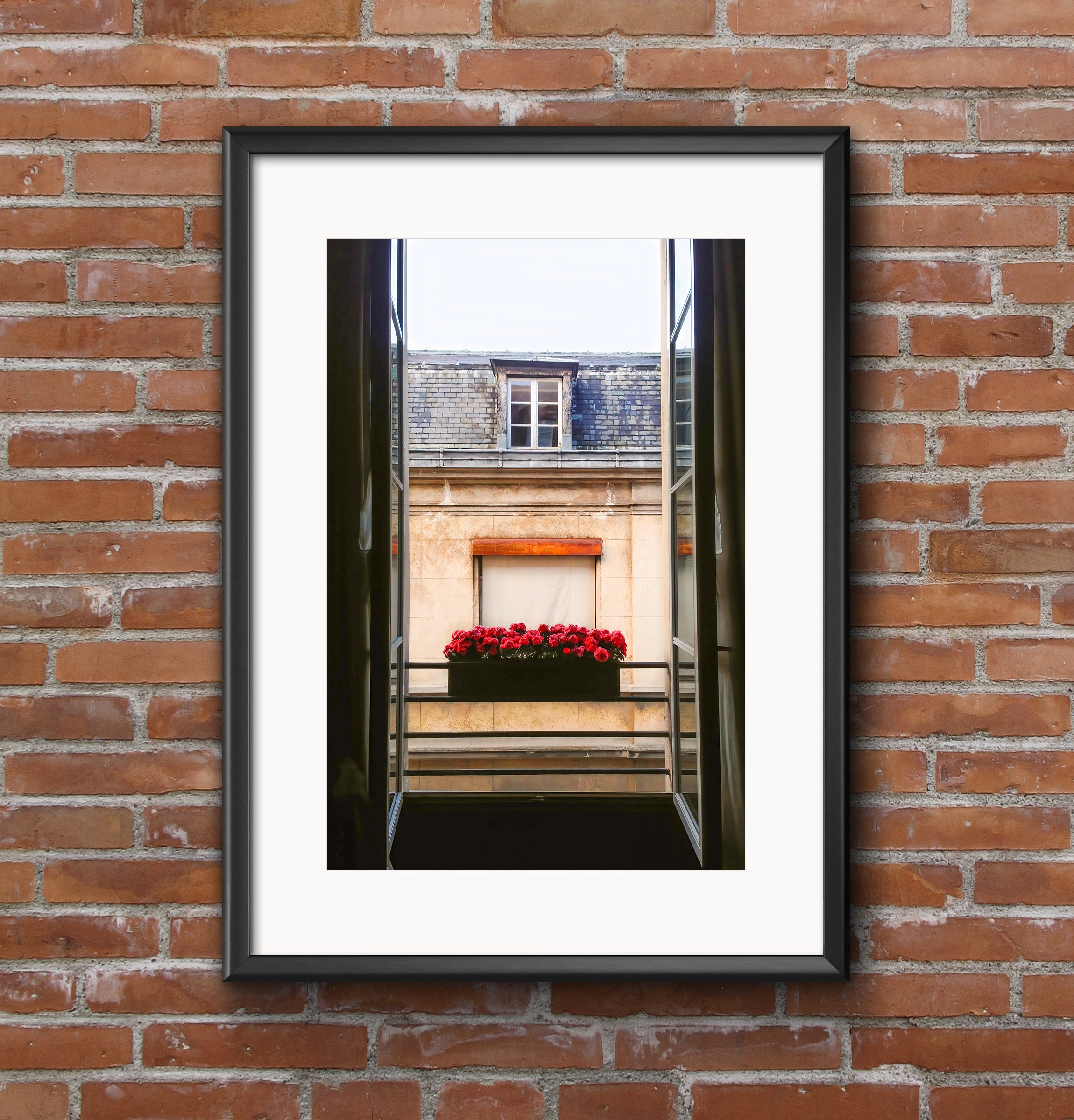 Parisian Window With Red Flowers Classic Paris Architecture Print ...