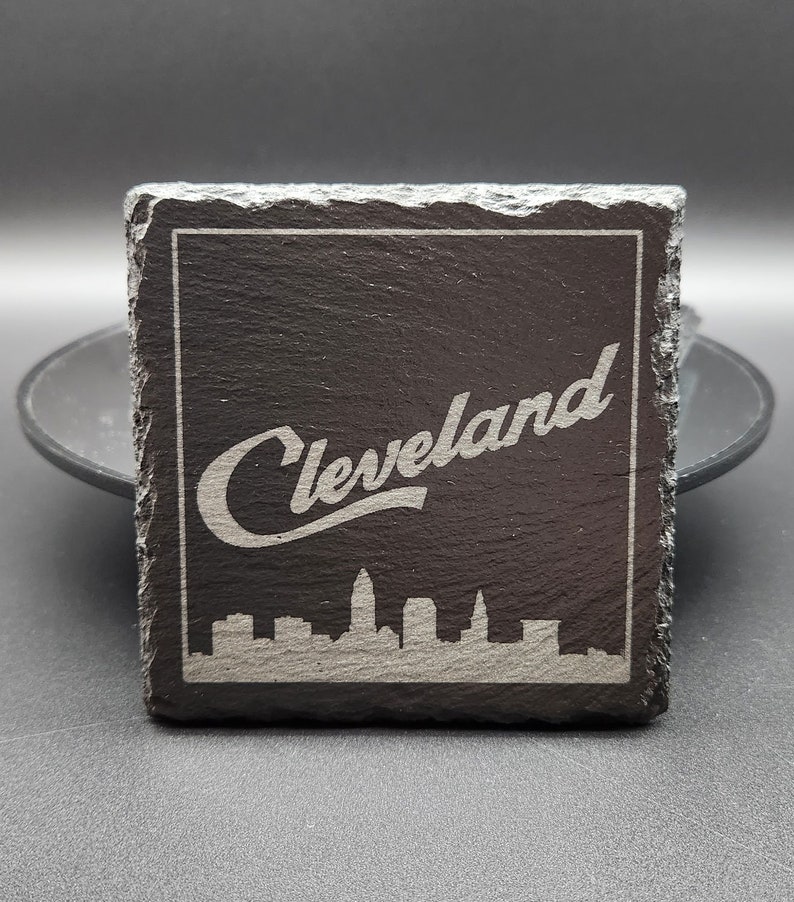 Cleveland Script & City Skyline Slate Coaster Set of 4 - Etsy