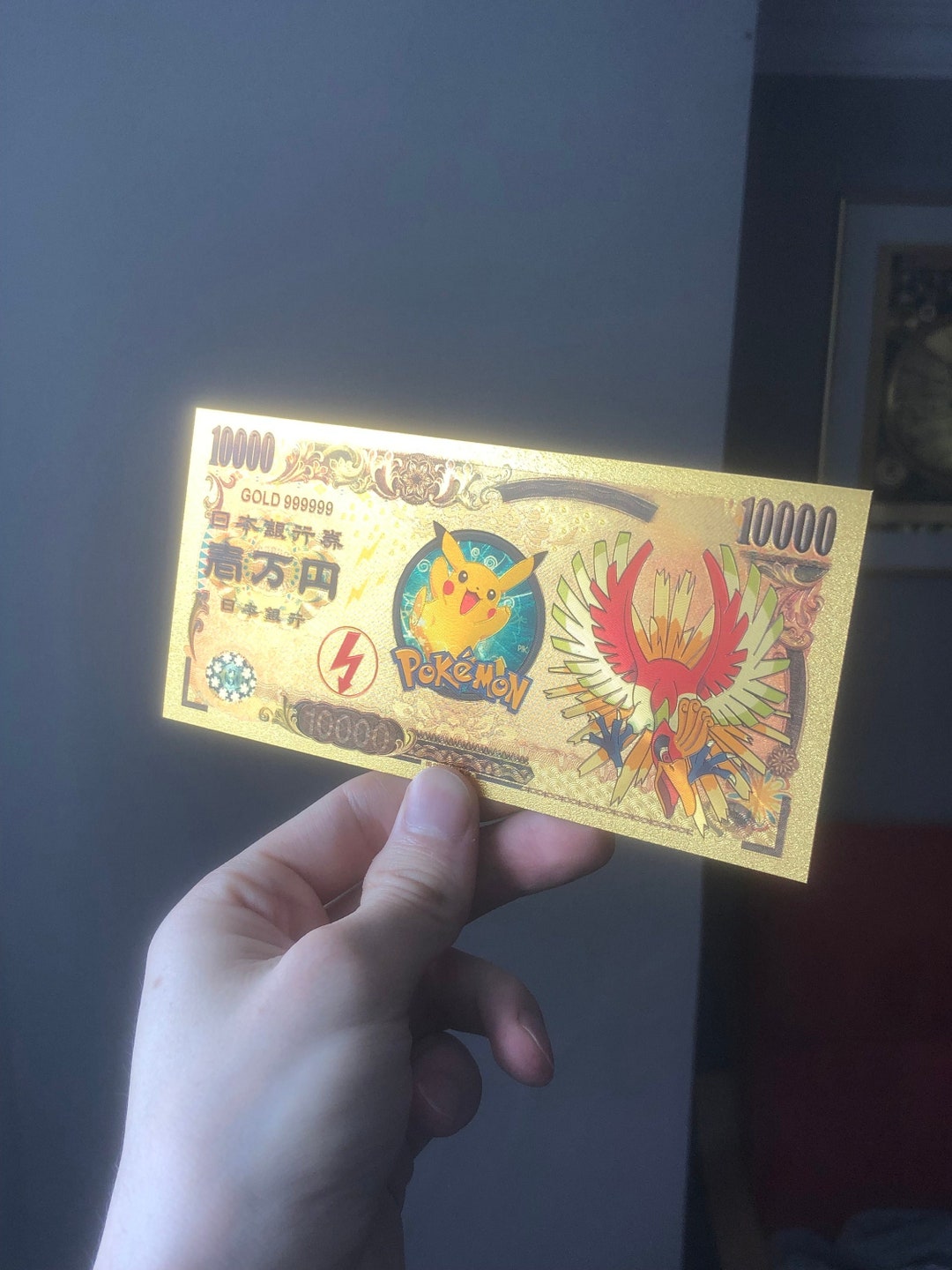 Pokemon Gold Plated Banknote Ho-oh 10000 Yen - Etsy