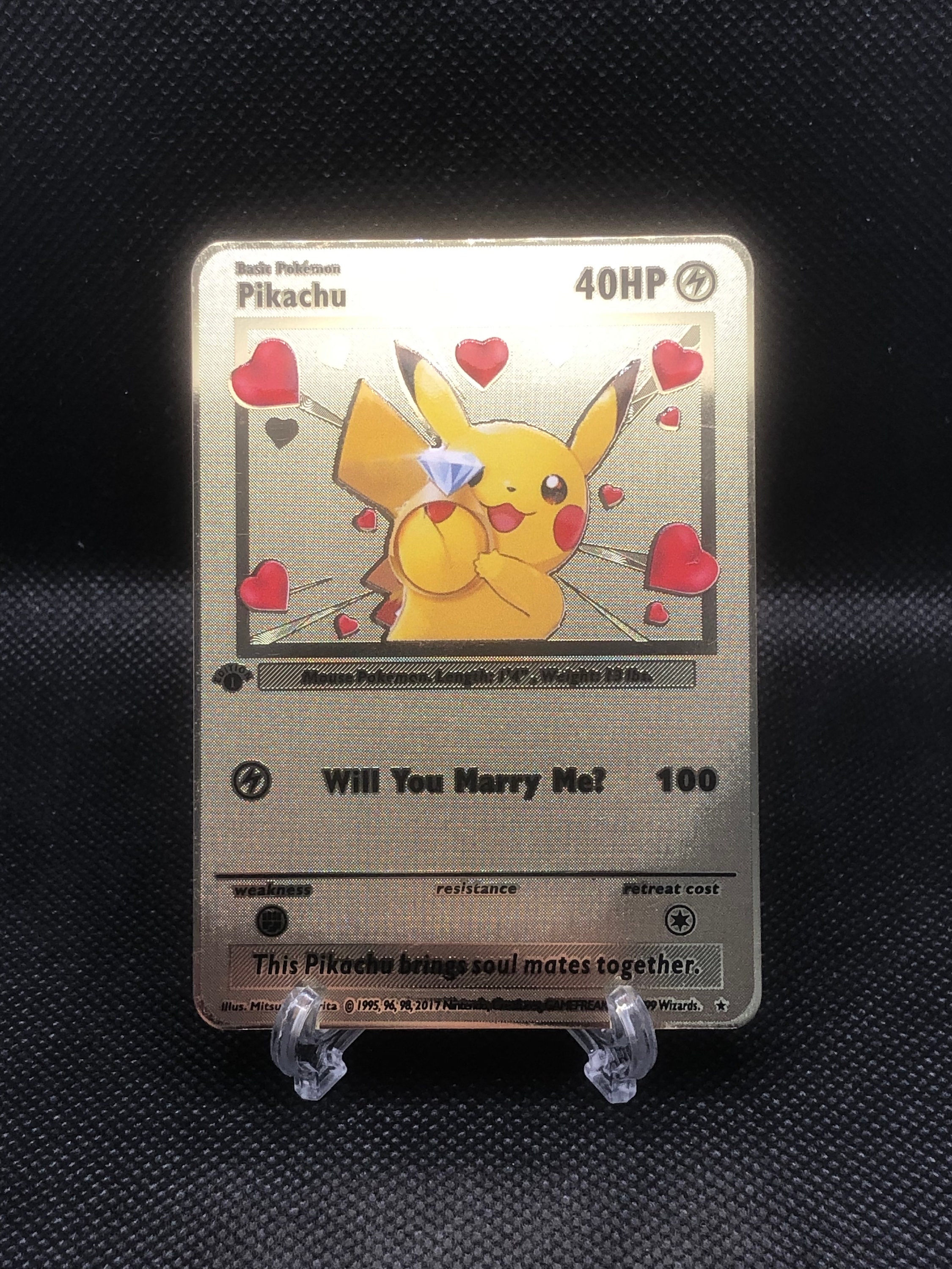 Gold Plated Love Pokemon Cards Pikachu Wedding Proposal - Etsy