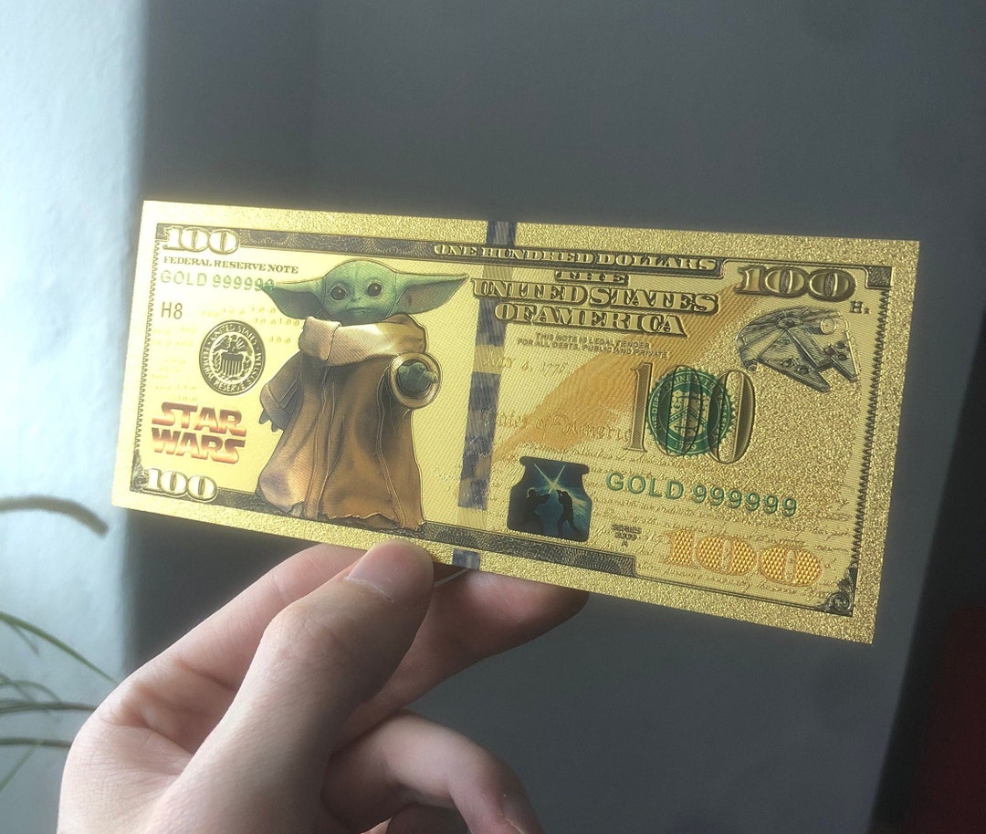 Star Wars Baby Yoda Gold Plated 100 Bill - Etsy