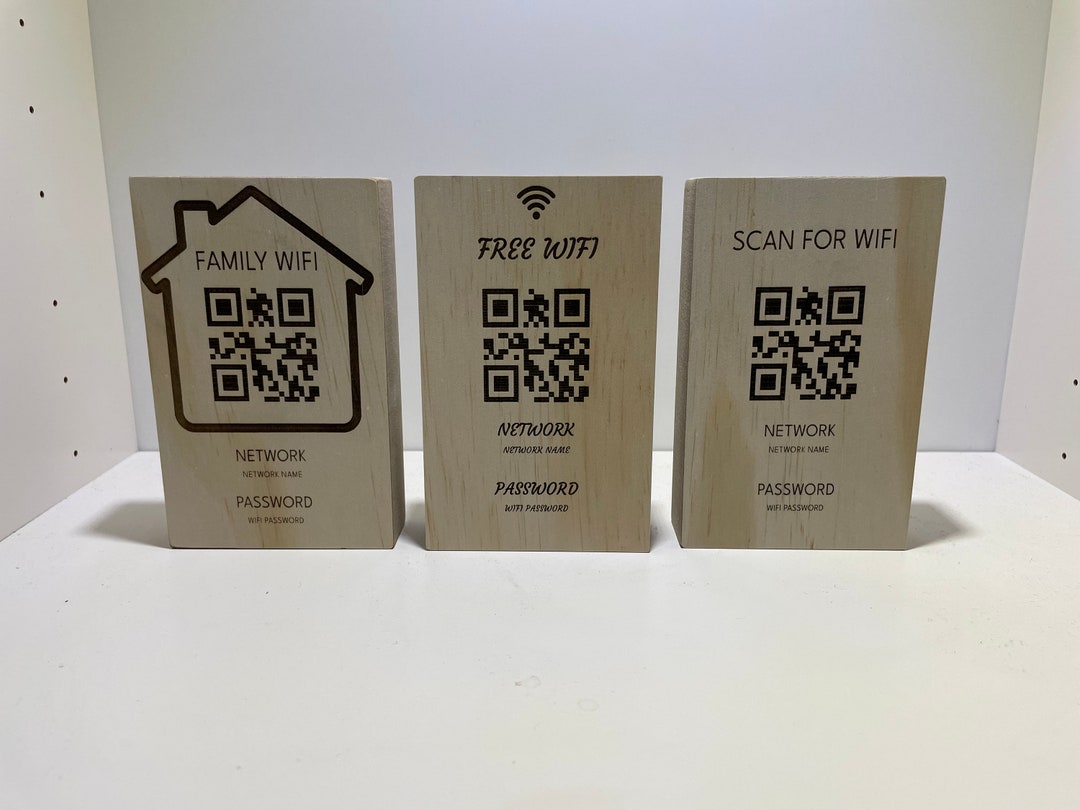 Personalizable Wifi QR Code on Wood Scan and Connect Wifi Access ...