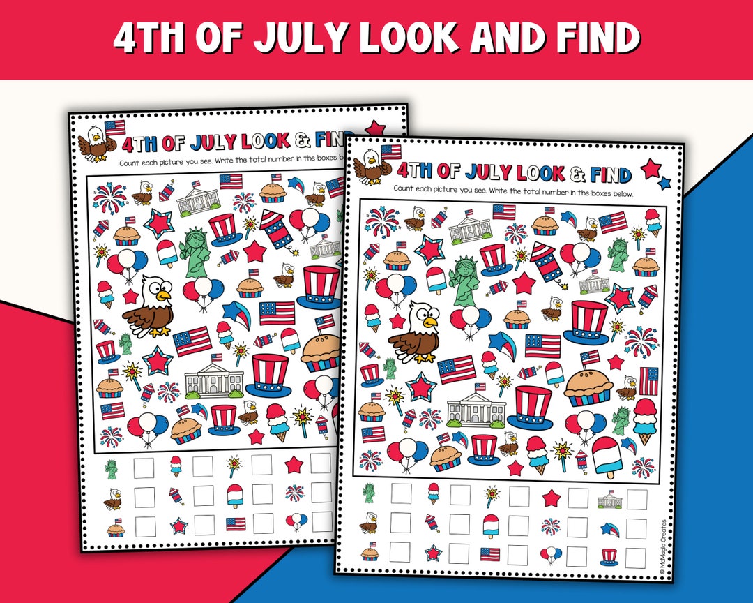 4th of July I Spy Activity, 4th of July Printable Activity for Kids ...