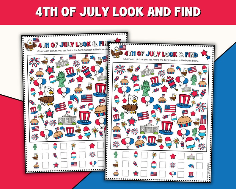4th of July I Spy Activity, 4th of July Printable Activity for Kids ...