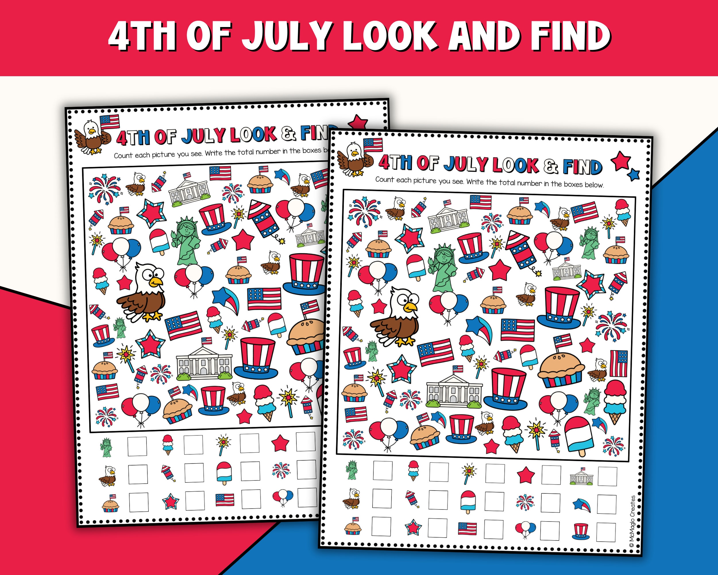 4th of July I Spy Activity, 4th of July Printable Activity for Kids ...