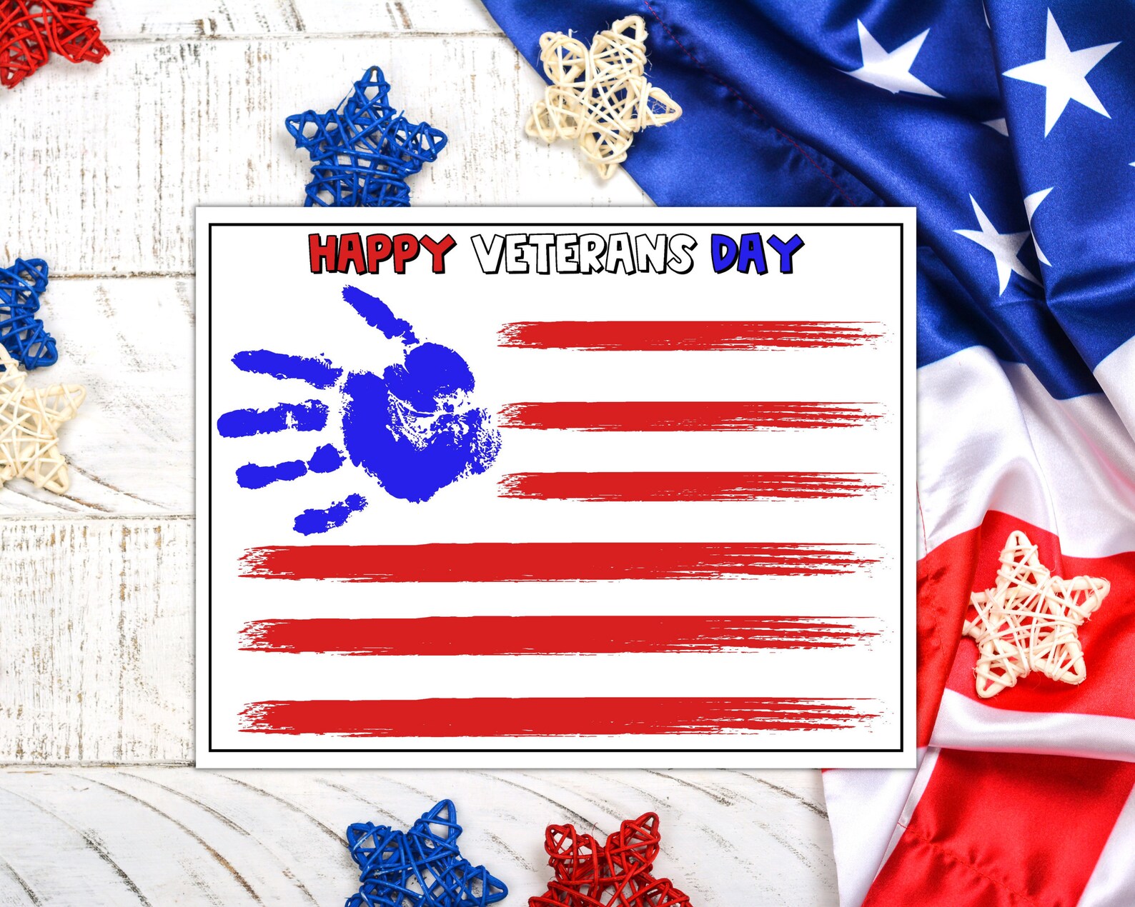 Veterans Day Handprint Art, Flag Handprint Art for Veterans Day ...