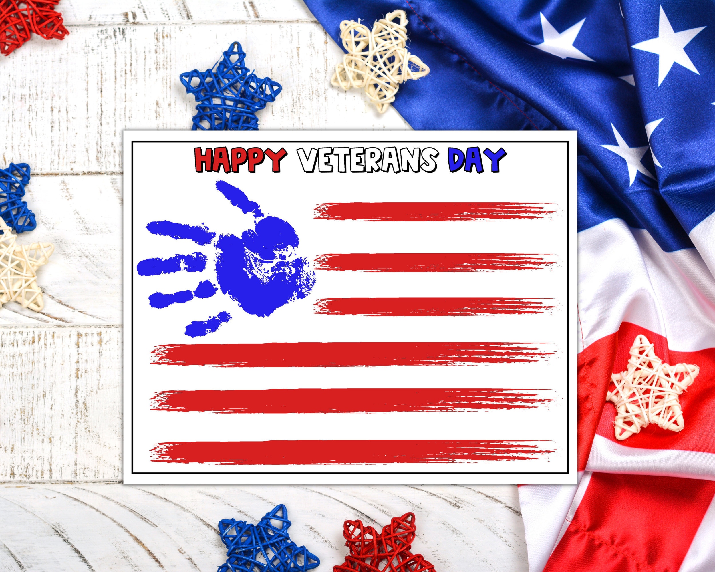 Veterans Day Handprint Art, Flag Handprint Art for Veterans Day ...