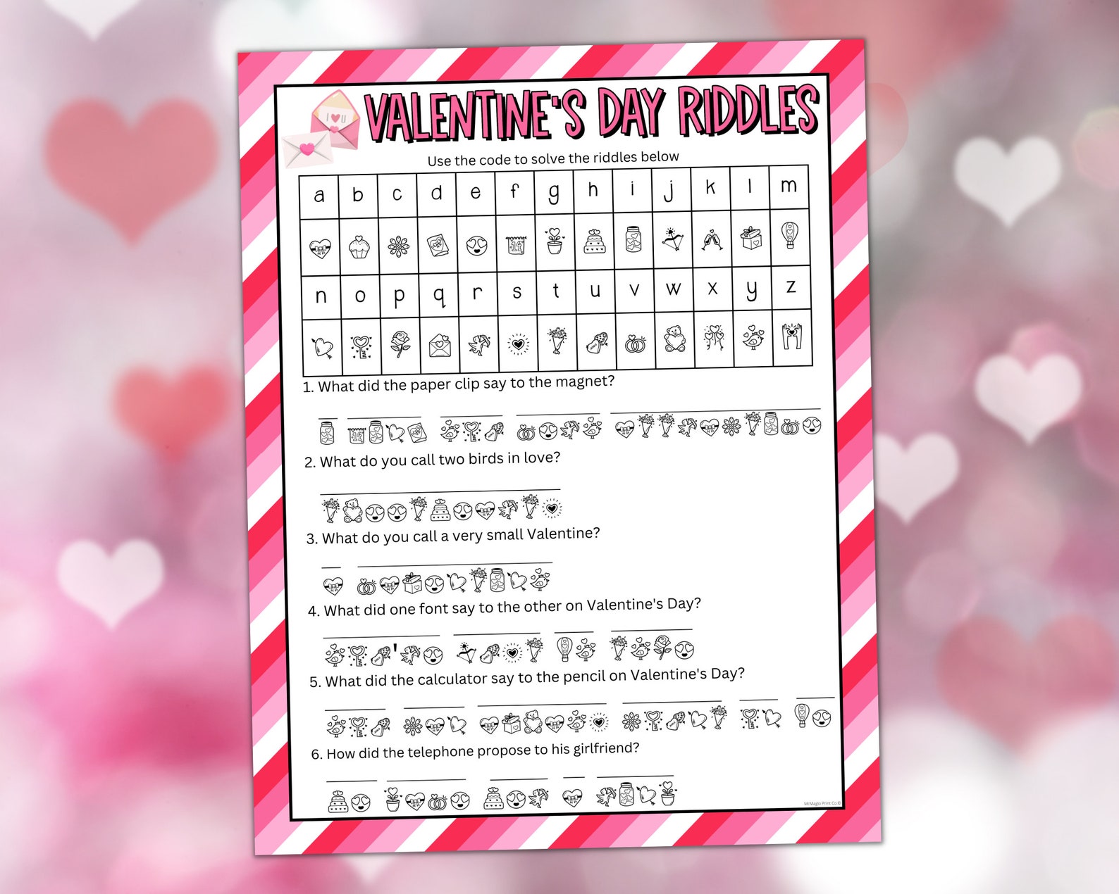 Valentine's Day Riddles Activity for Kids, Printable Valentine Party ...