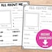 Student All About Me Questionnaire, Printable Back to School Activity ...